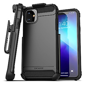 Encased iPhone 11 Phone Case with Belt Clip (2019 Scorpio Armor) Heavy Duty Rugged Protective Cover with Holder (Black)