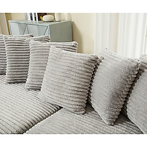 WILLIAMSPACE 111" Sectional Sofa Couch for Living Room, Modern Upholstered L-Shape Sofa 3 Seater Couch with Chaise & Pillows, Contemporary Corner Sofa for Apartment, Corduroy (Left-Facing,Gray)