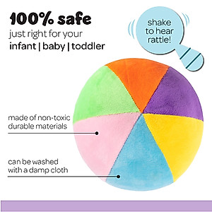 Plush Rainbow Fabric Ball Rattle | Soft Plush Ball for Baby & Toddlers | Baby First Ball | Infant Rattle Ball Toy | Rainbow Plush Ball | 0-36 Months