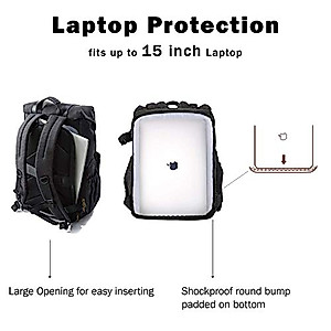 BAGSMART Camera Backpack, Camera Backpacks for Photographers,DSLR SLR Waterproof Camera Bag Backpack Fit up to 15" Laptop with Tripod Holder Waist Belt Rain Cover, Black