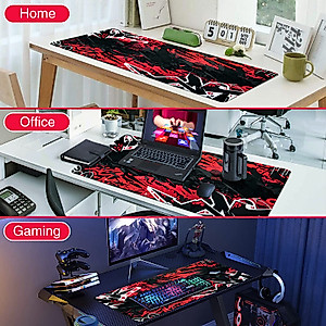 Canjoy Extended Mouse Pad (31.5x15.7inch), XXL Large Gaming Mouse Pad with Stitched Edges Mouse Mat Desk Pad with Superior Micro-Weave Cloth, Non-Slip Base, Waterproof Keyboard Pad (Black Red)