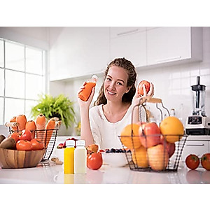 Axe Sickle 6 Pcs 16 Ounce Juice Bottles Plastic Beverage Bottles Containers with Tamper Evident Caps Lids White for Milk, Juice, Drinks and Other Beverage Containers