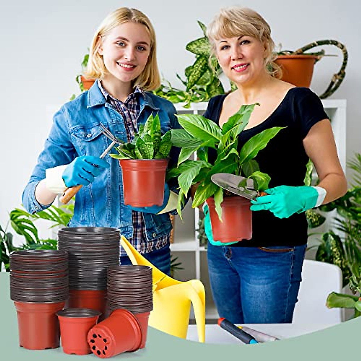 120 Pieces Nursery Pots Variety Pack Plastic Plant Pots 4 5 6 Inch Flower Plant Container Plastic Seed Starting Pot for Seedlings Transplants Indoor Outdoor Garden Yard and Park (Red)