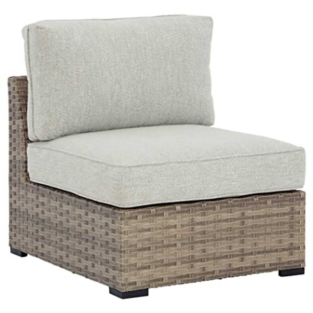 Signature Design by Ashley Outdoor Calworth Resin Wicker Patio Armless Chair, 2 Count, Beige