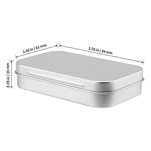 SHEUTSAN 80pcs 3.7 x 2.4 x 0.8 Inch Silver Rectangular Hinged Tin, Empty Tins With Hinged Lids, Metal Hinged Box Container for Small Items, Candies