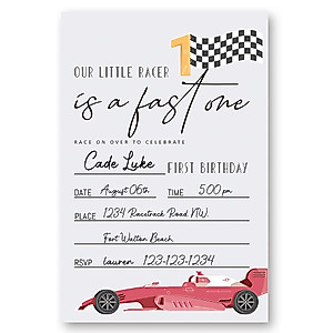 LoaHak Fast One Birthday Invitation, Race Car Birthday Invitation, First Birthday, Race Car Birthday Invitation, Race Car birthday party invitations. (019)