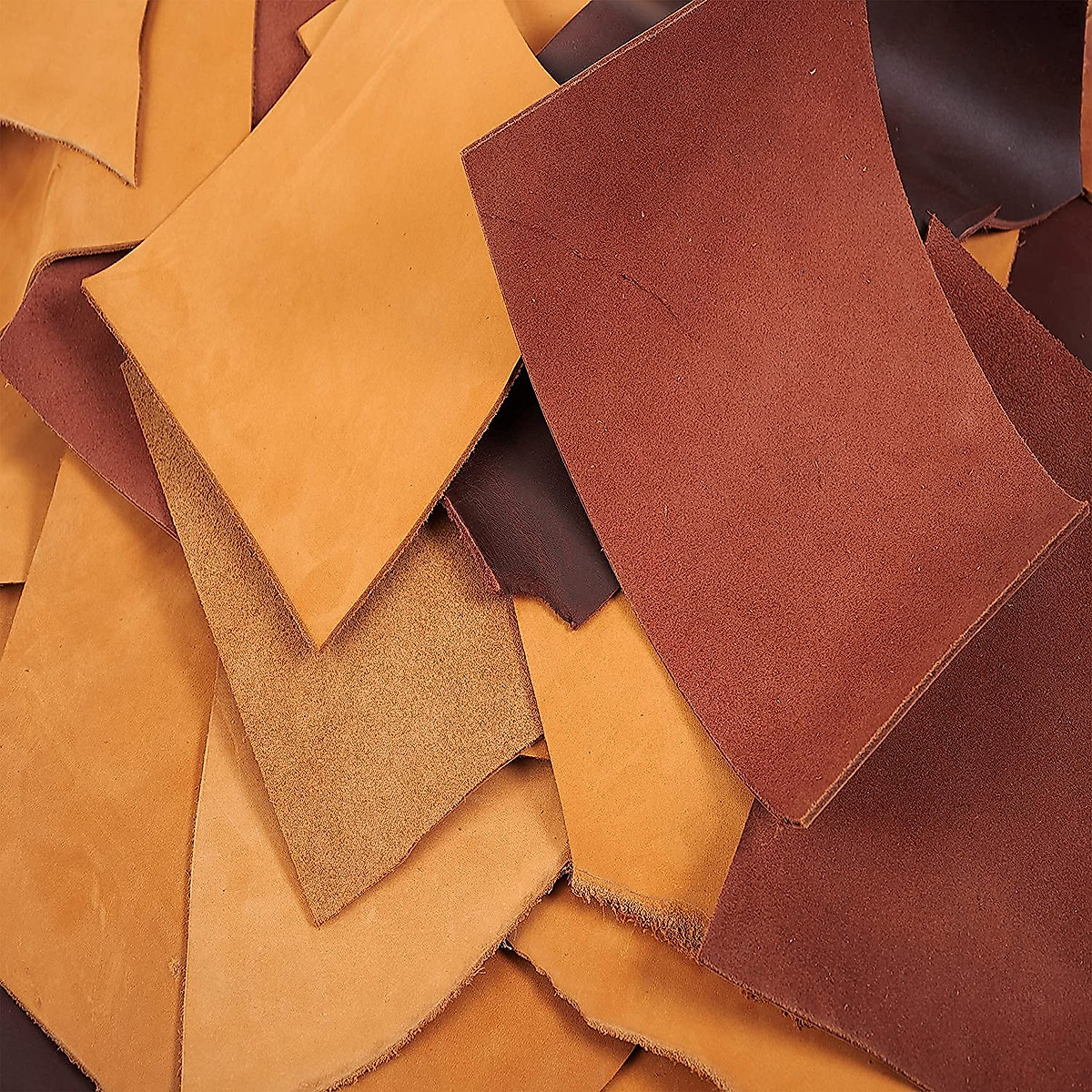 Leather Scrap Crafts 5 lbs Leather Scrap - Large Pieces of Full Grain Leather Cowhide Remnants Bag - Design & Make Crafts - Mixed Colors