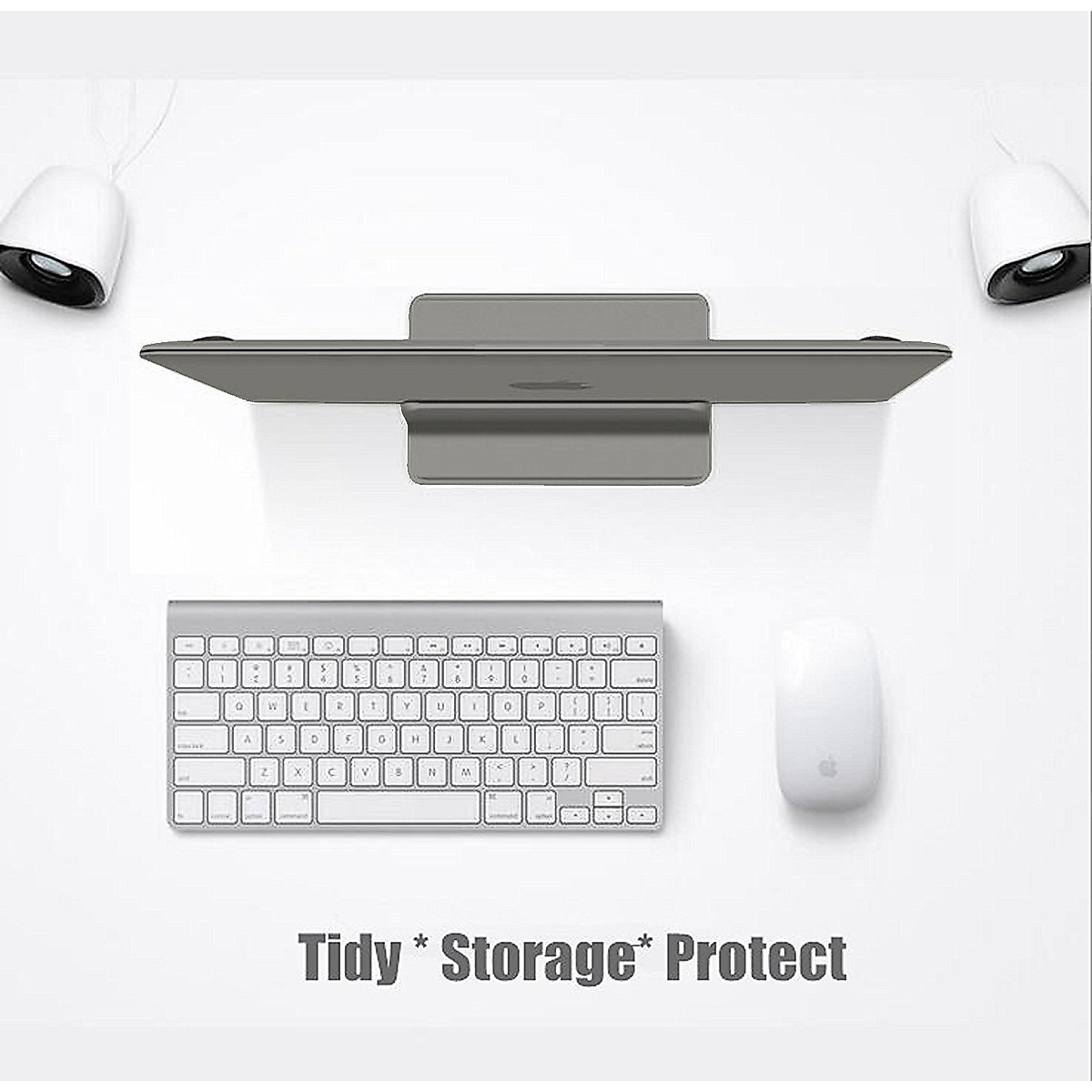 Vertical Laptop Stand for Desk [Adjustable] Sturdy Aluminum Dock Fits All Laptops (up to 20.3 inches) Space Saving, Modern Compact Holder, Compatible with MacBook Pro/Air, Surface, HP, Dell (Gray)