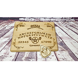 Ouija Spirit Talking Bamboo Cutting Board with Slider/Kitchen Carving Board 12x9 / Novelty Ouija Board