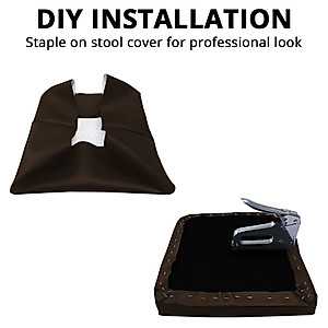 Bar Stool Covers Square Backless Heavy Duty Indoor/Outdoor Vinyl Only Replacement, Staple On Installation, Waterproof Stool Seat Covers - (15 x 15 inchs, Espresso)