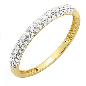 Dazzlingrock Collection 0.25 Carat (Ctw) Round Lab Grown White Diamond Stackable Wedding Band for Her in 10K Yellow Gold Size 5.5