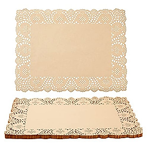 100 Pack Disposable Placemats for Wedding Tables, Thanksgiving, Birthday, Anniversary, Easter, Dinner Party, Lace Paper Doilies for Food, Arts and Crafts (15.5 x 11.7 In)