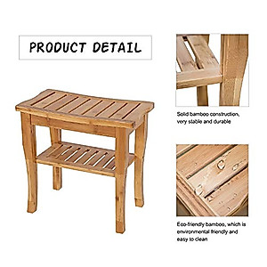 kinsuite Bamboo Shower Bench and Bath Chair Seat Corner Shower Stool for Indoor & Outdoor