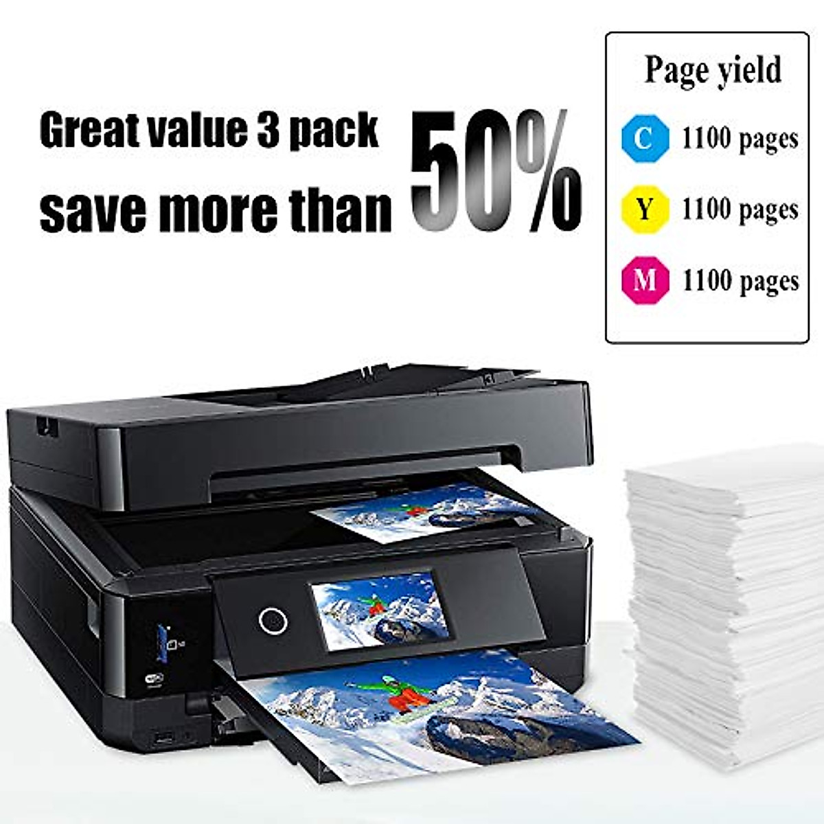 NoahArk 3 Packs 252XL Remanufactured Ink Cartridge Replacement for Epson T252XL 252 XL for Workforce WF-3630 WF-3640 WF-7610 WF-7620 WF-7110 WF-3620 WF-7210 WF-7710 WF-7720 Printer (1C/1M/1Y)