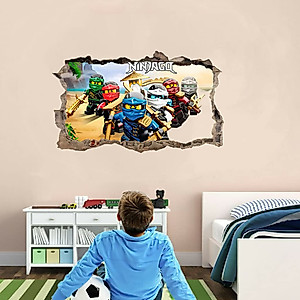 Ninjago Smashed Wall Sticker Decal Home Decor Art Mural, Ninjago Wall Decal for Home Nursery Decoration