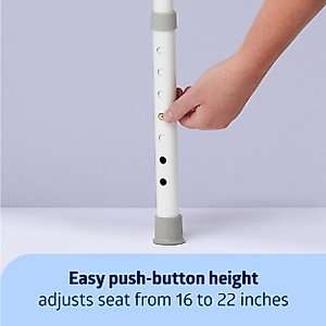 Medline 3-in-1 Steel Bedside Commode, Standard Seat, Sturdy Folding Frame, 7.5 QT. Bucket, 350 lb. Weight Capacity, Clip-on Seat, Easy Cleaning, Tool-Free Assembly, Gray