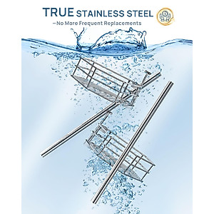 SEIRIONE Corner Shower Caddy Tension Pole, Adjustable Shower Organizer Corner with 4 Shelves, No Drilling Shower Shelf for Inside Shower, Shower Rack for Shower Storage,39.2 to 113 Inch Height, Silver