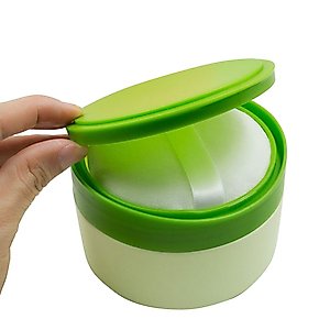 1Pcs Baby After-Bath Puff Box Body Talcum Powder Box Case Container Dispenser with Sifter and Powder Puff for Travel and Home Use(Green)