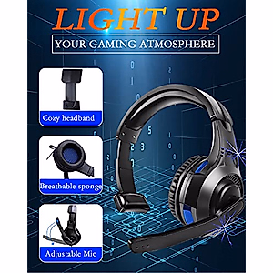 One Ear Gaming Headset for PS5/PS4/Xbox Series S/Xbox Series X, Megadream Wired Online Game Unilateral Headset, 50mm Drivers|Detachable Mic|3.5mm Headphone Jack for Switch Lite, Xbox One, Laptop/Phone