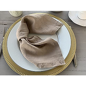 Linen Napkins –100% French Flax – Stonewashed Pure Linen Cloth Napkins - Size 18 Inch x 18 Inch – Set of 4 (Natural Rustic Taupe)