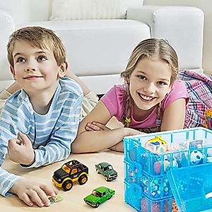 INSCRAFT 7 Layers Stackable Storage Container, 70 Adjustable Compartments (Blue) Stackable Storage Container, Perfect for Kids Toys, Art Crafts, Jewelry, Supplies, Mini Case & Letter Sticker Included