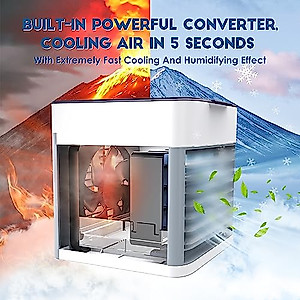 Portable Air Conditioner, 3-IN-1 Evaporative Air Cooler, 4-Speed Mini Air Conditioners with USB for Room/Office/Camping