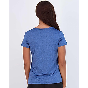 Real Essentials Womens V Neck T-Shirt Ladies Yoga Top Athletic Tees Active Wear Gym Workout Zumba Exercise Running Essentials Quick Dry Fit Dri Fit Moisture Wicking Basic Clothes, Set 7, M, Pack of 5