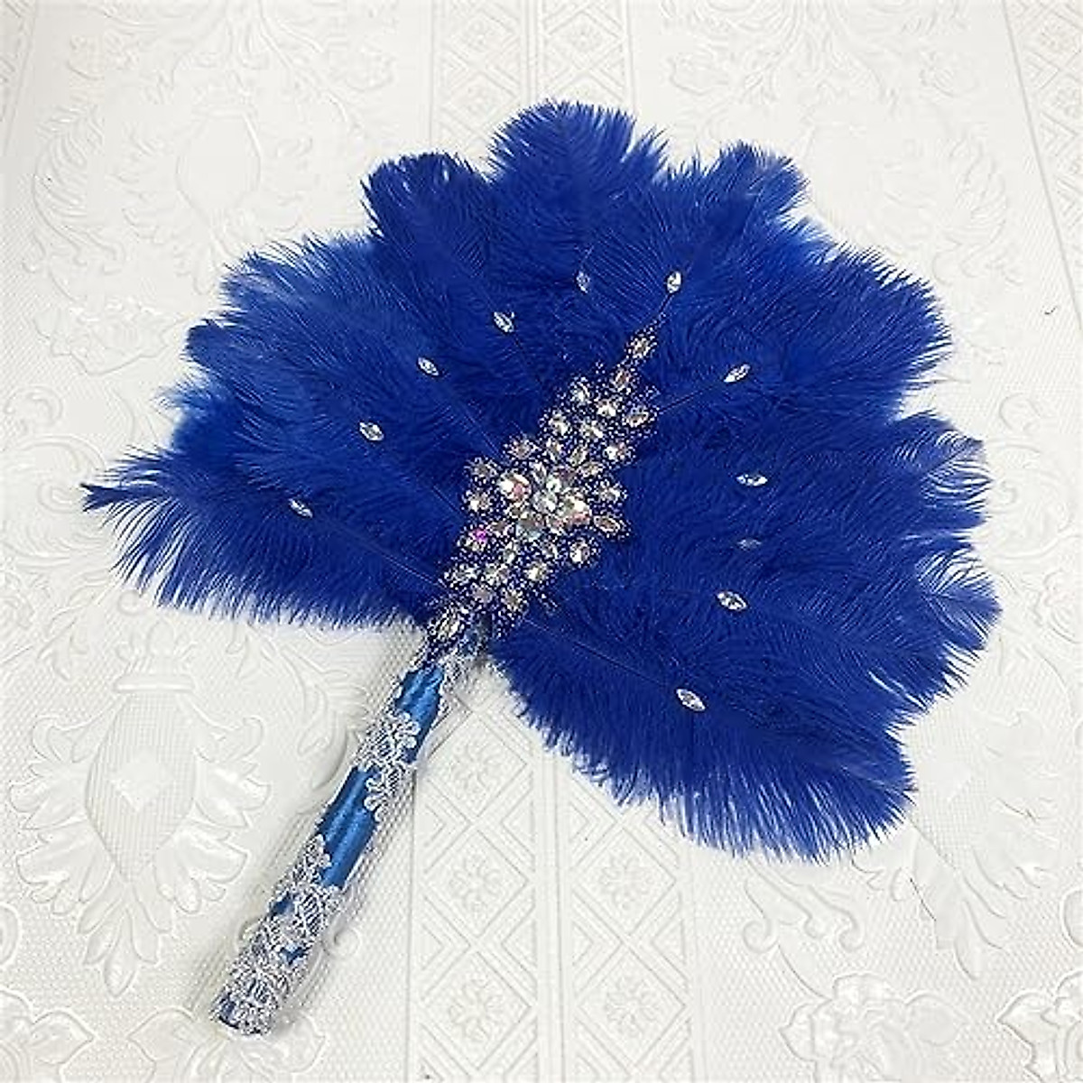 Folding Hand Fans 1pcs One-Sided African Turkey Feather Hand Fan for Dance Eventaille Mariage Wedding Decoration Hand Fan Nigerian Feathers Fan Weddings Folding Fans Chinese Fans Japanese Fans ( Color