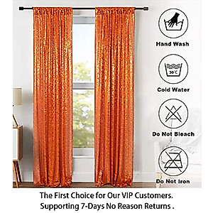 Sequin Backdrop Curtain Orange 2FTx7FT 2 Pack Sequin Fabric Backdrop Drapes Christmas Backdrop for Photography 60x215cm Orange Wall Backdrop for Video Studio Prop
