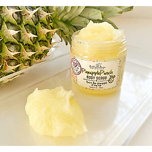 Bella & Bear Mini Travel Size Pineapple Bundle, Body Scrub, Whipped Bath Soap & Body Butter