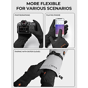 ORORO Heated Gloves Liner for Men and Women, Lightweight Heated Liner Gloves for Riding, Skiing and Arthritis Hands (Black, S)