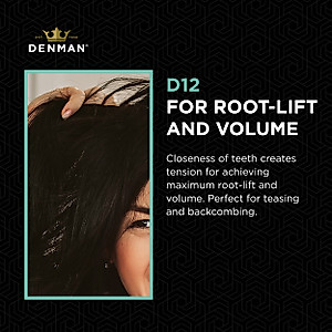 Jack Dean by Denman (Black) Curl Volumiser Comb for Separating, Styling, Defining, Enhancing & Boosting Curls (D12)