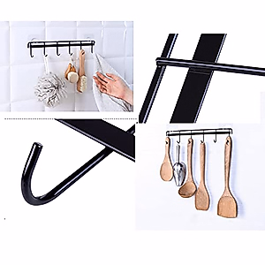 2Pack of Wall Hooks Mount Coat Hat Hook Black Rack with 6 Hooks Coffee Cup and Mug Rack Key Hanger Clothes Holder Coffee Mug Holder Kitchen Bathroom Housekeeper Home Organizer Door Hook (2, Black)