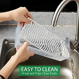 Meanplan Food Storage Containers for Fridge Plastic refrigerator Organizers with Removable Drain Plate and Lid Stackable Produce Containers to Keep Fruits, Vegetables, Meat (12 Packs)