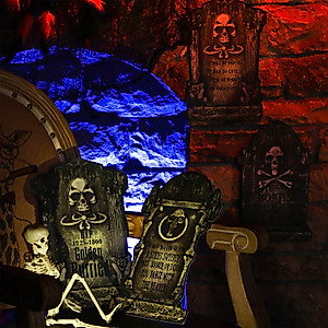 Clabby 9 Pieces Halloween Tombstone Cutouts Halloween Graveyard Tombstone Cutouts Headstone Cutouts with Skeleton and Cross Halloween Party Wall Decorations Halloween Party Haunted Home Supplies