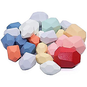 16PCs Wooden Balancing Stacking Stones Rocks,, Balancing Wooden Stacking Blocks Toys, Preschool Toys Wooden Stacking Toys, Wood Stacking Game Building Block Toys Enhances Motor Skills