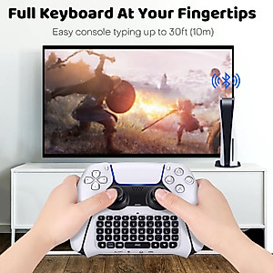 TNP PS5 Chatpad - PS5 Controller Keyboard Attachment, Wireless Compact Keypad - The Ultimate QWERTY Gamepad Keyboard for PS5 with Built-in Speaker for Live Chat and Messaging