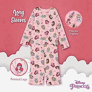 Disney Girls' Descendants | Princess | Little Mermaid 2-Piece Loose-Fit Pajamas Set, Once Upon a Time 2, 6