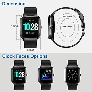 Smart Watch for Android/Samsung/iPhone, Activity Fitness Tracker with IP68 Waterproof for Men & Women, Smartwatch with 1.3" Full-Touch Color Screen, Heart Rate & Sleep Monitor, Black