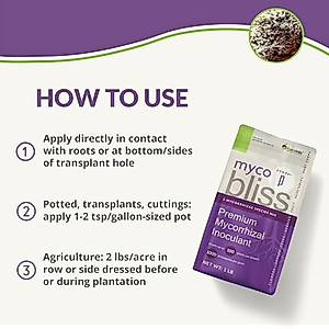 Myco Bliss Powder (2lbs) - 5 Strain Mycorrhizal Inoculant with 1,000 Propagules per Gram - Highly Concentrated Mycorrhizae for Plants, Potting Soil, Indoor Plants, Outdoor Plants, & Houseplants