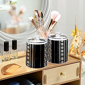 Oyihfvs Seamless Zebra Diamonds Black White Vertical Stripes 2 Packs Clear Plastic Jar with Lid, Airtight Food Translucent Jars, Makeup, Food Storage Containers for Kitchen Cookie, Tea