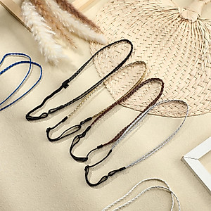 Yinder Women's Boho Leather Stretchy Double Non Slip Hair Accessory - 6 Pcs Elastic Braided Headbands in Elegant Color