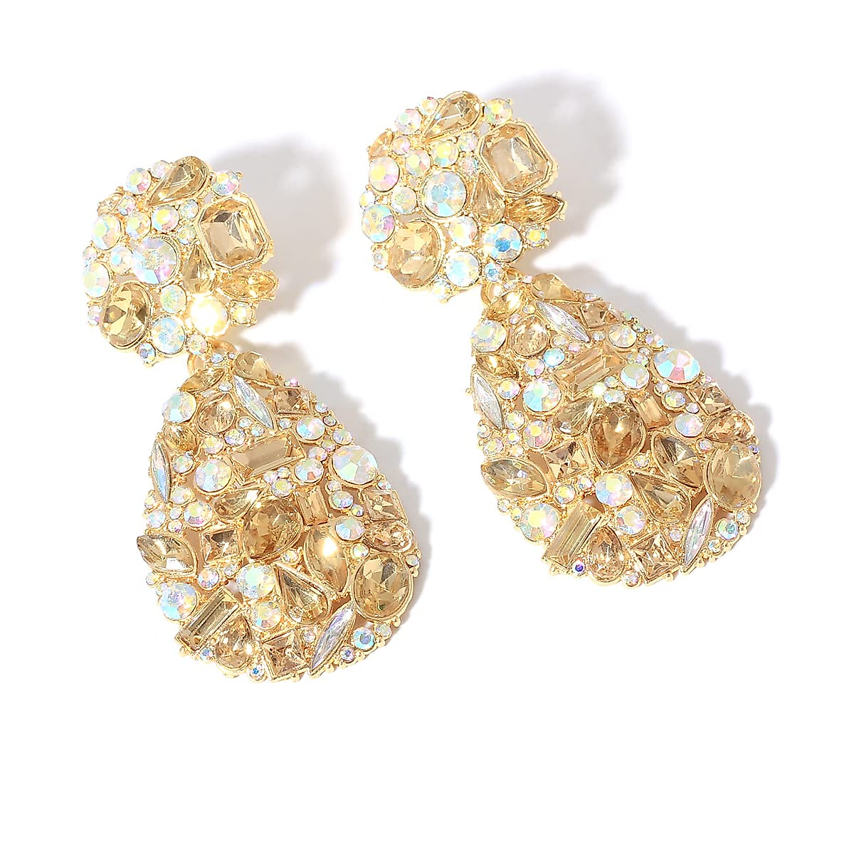 KELMALL Sparkly Rhinestone Chandelier Waterdrop Dangle Earrings for Women - Elegant Crystal Teardrop Statement Jewelry