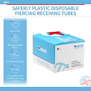 Saferly Body Piercing Needle Receiving Tubes - 8mm Plastic Medical Grade Disposable Piercing Needle Receiving Tubes - Body Jewelry Piercing Supplies (Box of 50)