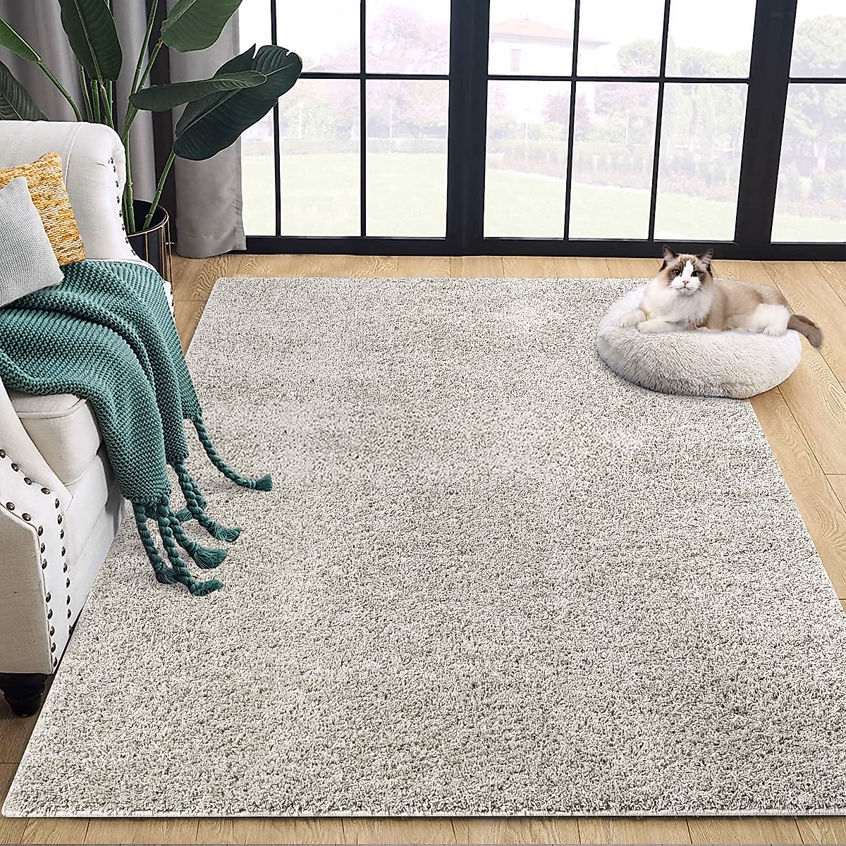 Fashionwu Grey Shag Rug 11 x 15 Shaggy Area Rug for Bedroom Soft Luxury High Pile Fluffy Rug Modern Fur Rug Non-Slip Cozy Furry Plush Rugs Carpet Accent Rug for Living Room Bedroom, Gray, 11 x 15 Feet