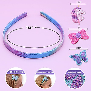 FROG SAC Interchangeable Charm Headbands for Girls, Butterfly Bow Unicorn Kids Headband, Sparkle Rhinestone Little Girl Hair Bands, Sparkly Toddler Hair Accessories for Children