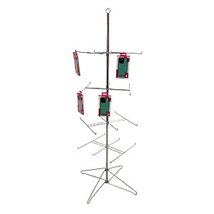 SSWBasics 4-Tier Chrome Wire Spinner Rack (4 tiers - space 12” apart) - Rotating Jewelry Display Organizer - Floor Spinner Rack - Perfect for Food Items and Fashion Accessories