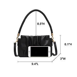 Black Purse Female Shoulder Crossbody Bags Purses for Womens With Metal Chain Strap Cute Removable Strap Cinched Small