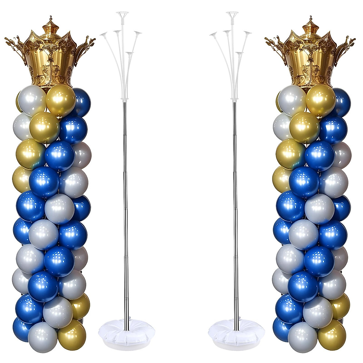 Balloon Column Stand Set of 2, 7ft Adjustable Balloon Stand kit with Base Telescopic for Floor Baby Shower Wedding Birthday Graduation Halloween Party Decorations