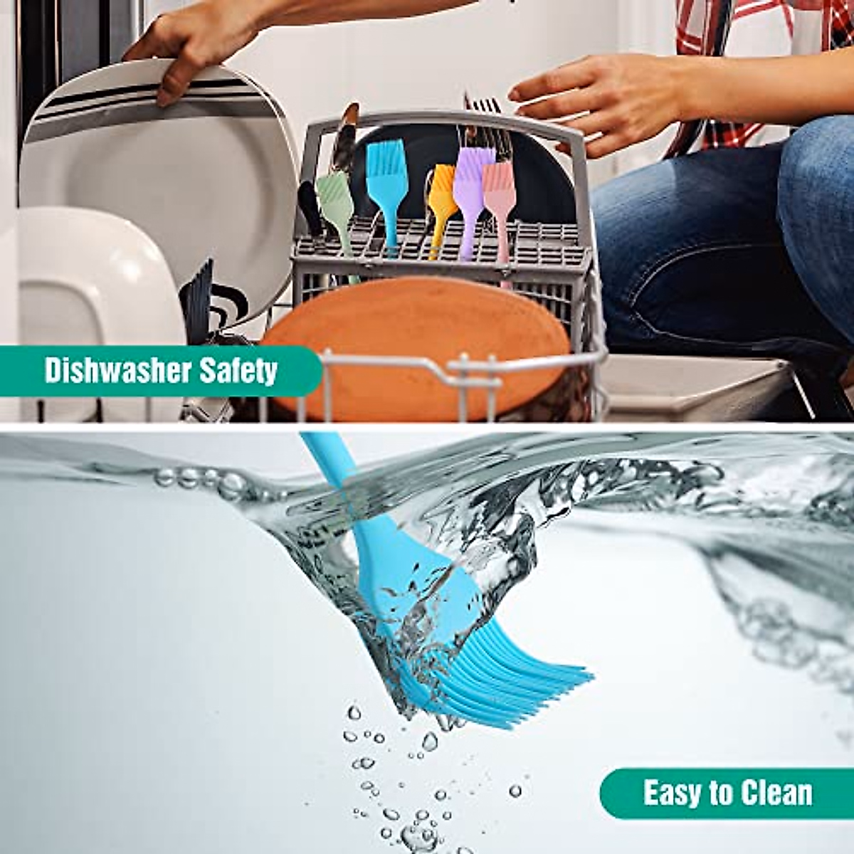 HAUSHOF Silicone Basting Pastry Brush, Heat Resistant Pastry Brush Set, One-Piece Design, Perfect for Baking, Grilling, Spreading Oil, Butter, BBQ Sauce, or Marinade, Dishwasher Safe